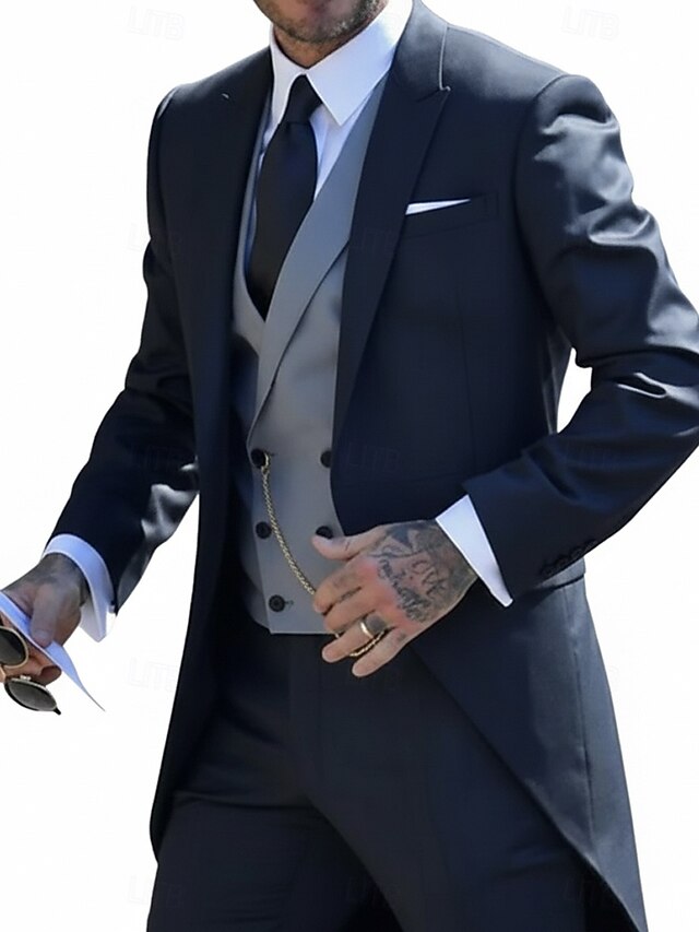 Men's Tuxedos Winter Wedding Stage Dark Blue Spring, Fall, Winter ...