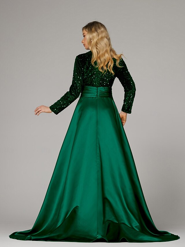 A-Line Court Train Floor Length Evening Gown Ball Gown with Overskirt ...