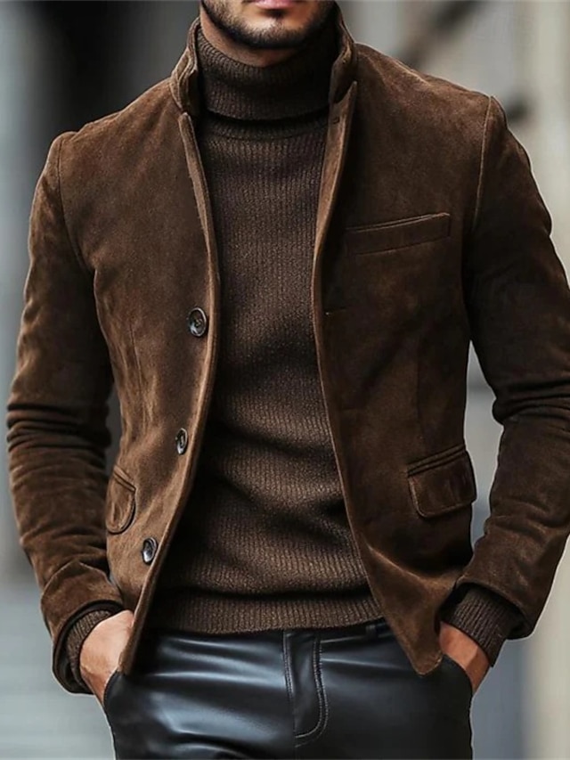 Homme Veste Légère Veste en faux suède Veste Décontractée Quotidien ...