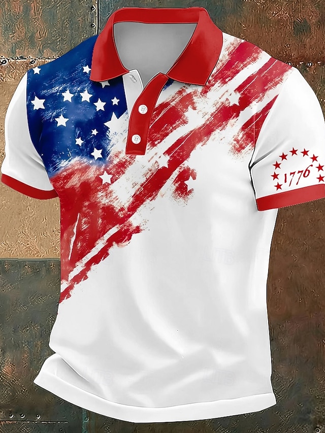4th of July 2026 250th Men's American US Flag Polo Short Sleeve Polo ...
