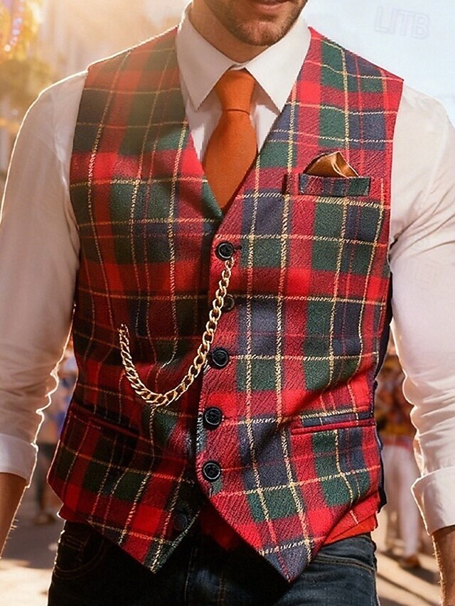 Voor heren Vest Buiten Carnaval Formeel Modieus Streetwear Lente Herfst ...