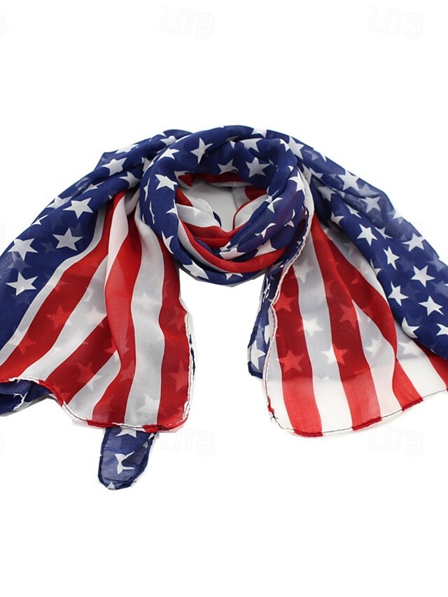 Women's Rectangle Scarf Outdoor Street Weekend Red Blue Scarf Stripe ...