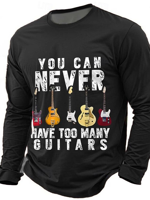 Men's Music Guitar Funny Slang T Shirt Long Sleeve T shirt 3D Print ...