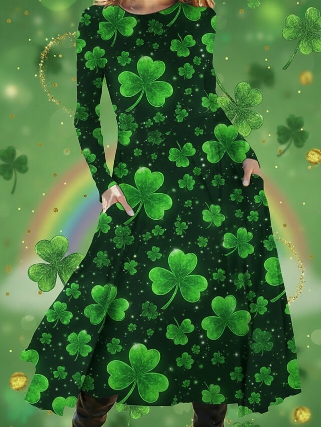 St. Paddy's Day Women's Midi Dress Casual Dress Swing Dress Elegant ...