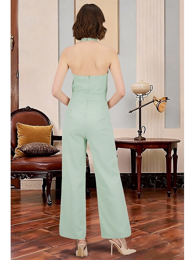 Jumpsuits Floor Length Mother of the Bride Dress Sleeveless Halter Neck ...