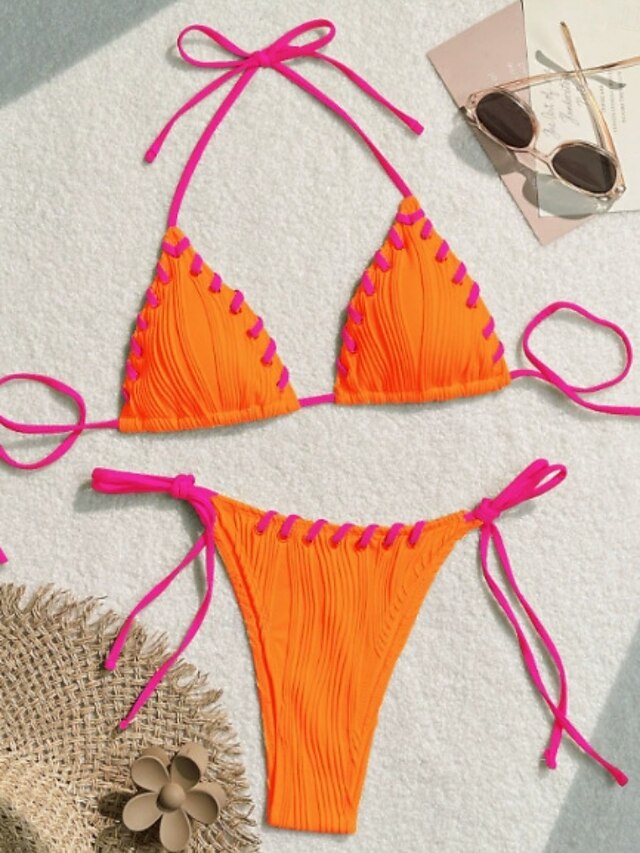 Women's Swimwear Bikini 2 Piece Thong Swimsuit Slim Backless Vacation ...