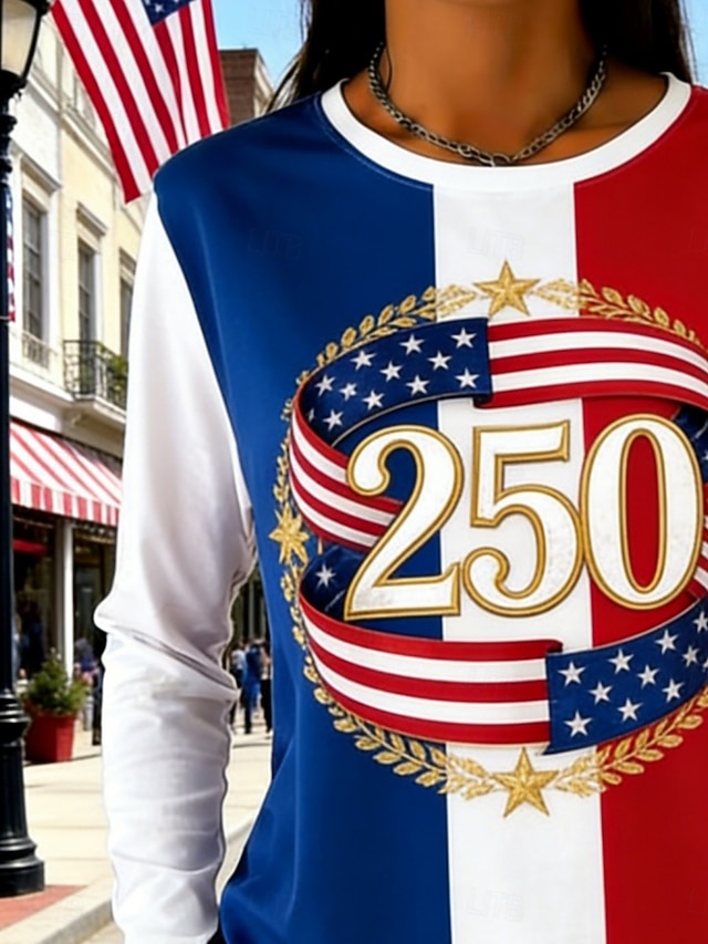 American Independence Day Women's T Shirt Tee Top Graphic Flag Fashion ...