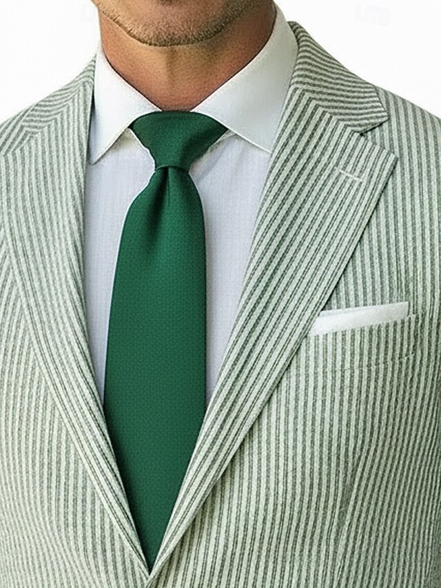 Men's Blazer Jacket Notch Collar St. Patrick's Day Striped Seersucker ...