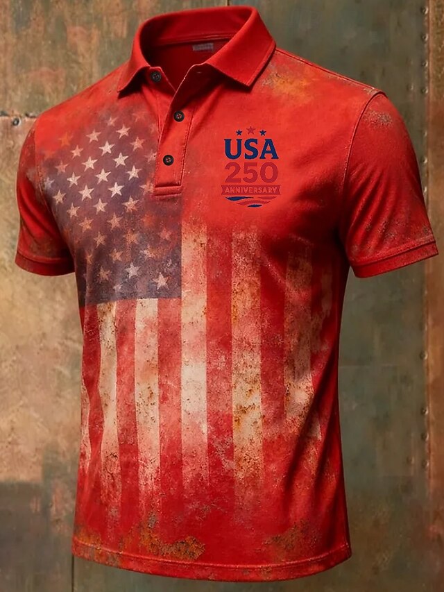 American Independence Day Men's American US Flag Polo Shirts Short ...