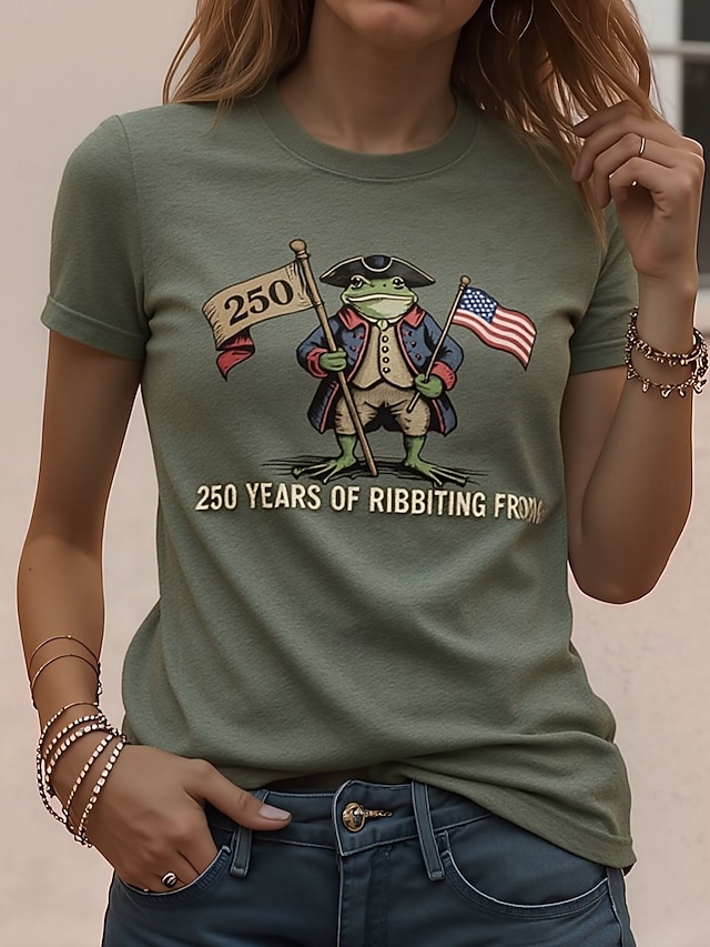 American Independence Day Women's T Shirt Graphic Letter National Flag ...