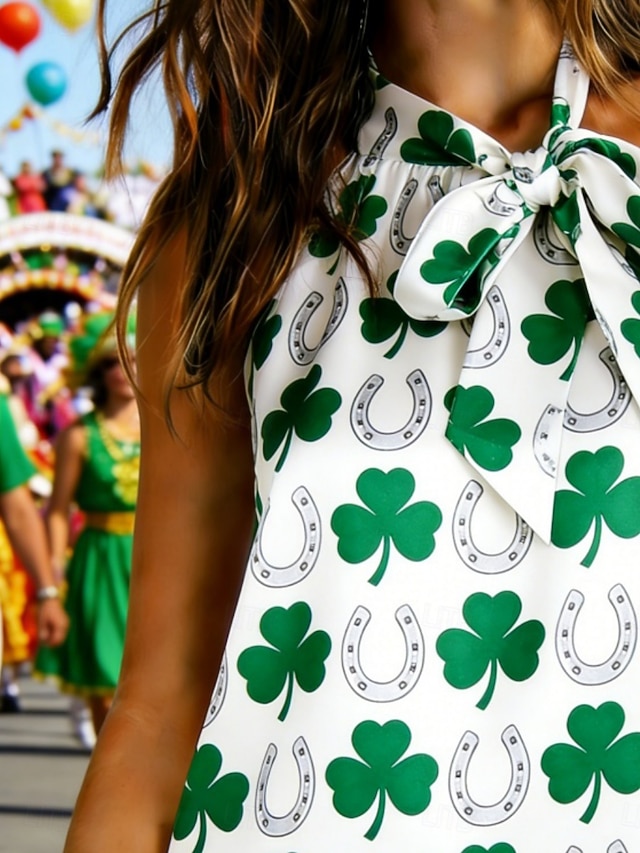 St. Patrick's Day Women's Satin Top Tank Top Sleeveless Shirt Tee Top ...