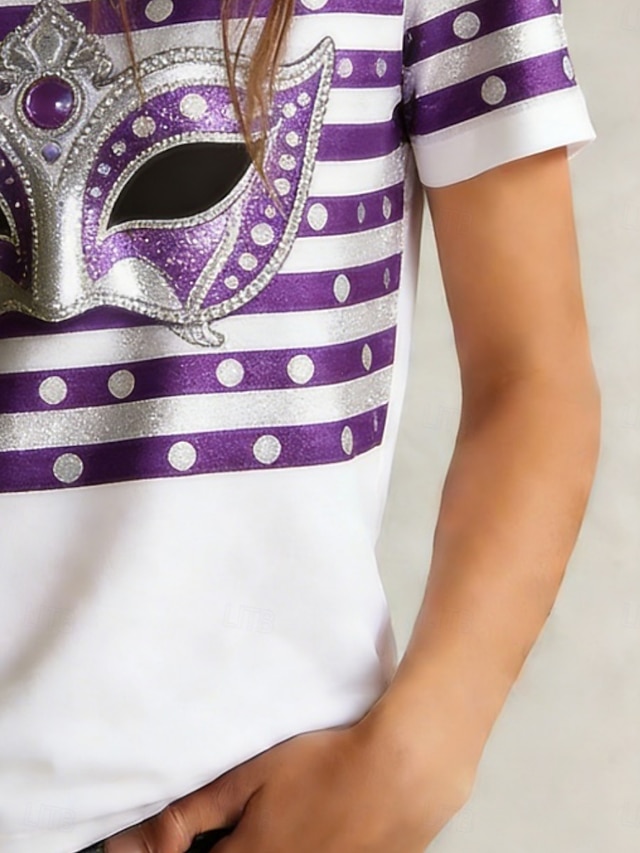 Carnival Mardi Gras Women's T Shirt Tee Top Graphic Star Striped ...