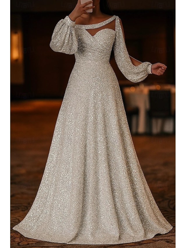 A-Line Sweep Brush Train Floor Length Prom Dresses Evening Gown Ball ...