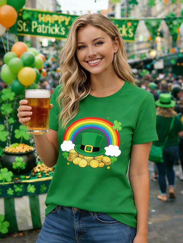 Fête de la St. Patrick Femmes T-shirt Imprimé Graphique Trèfle Élégant ...