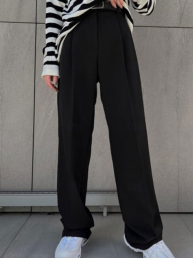 Women's Dress Pants Chinos Straight Elegant Fashion Basic Full Length ...