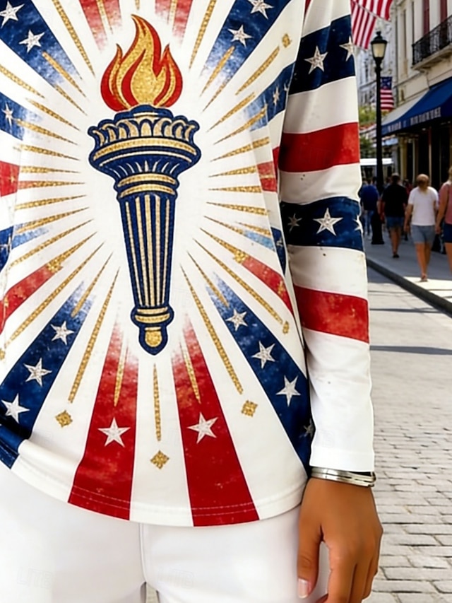 American Independence Day Women's T Shirt Tee Top Graphic Star Fashion ...