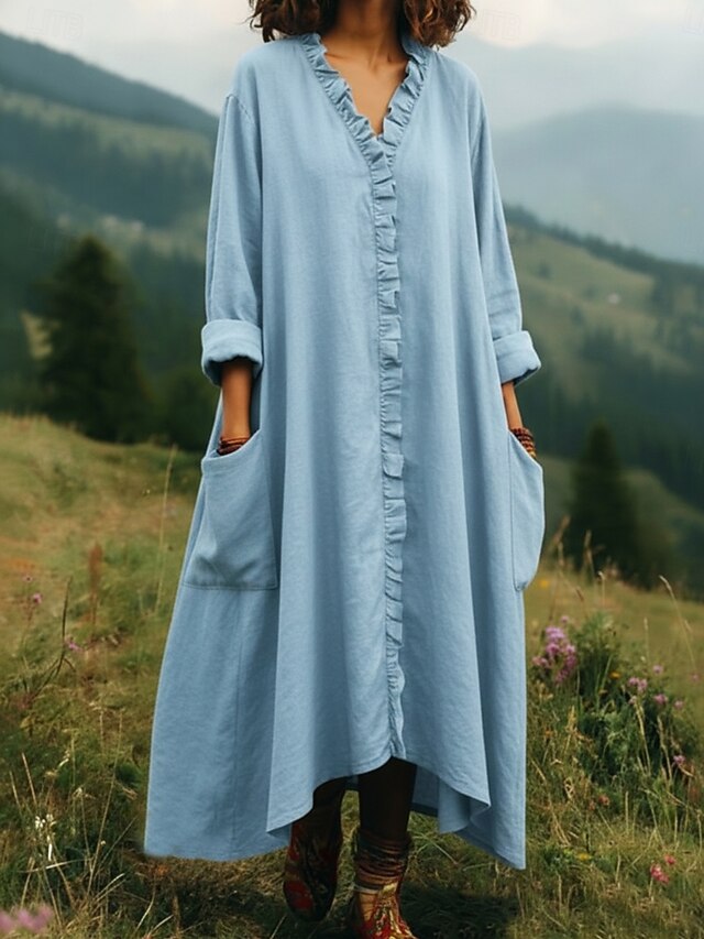 Women's Midi Dress A Line Dress Vacation Casual Loose Fit Plain Long ...