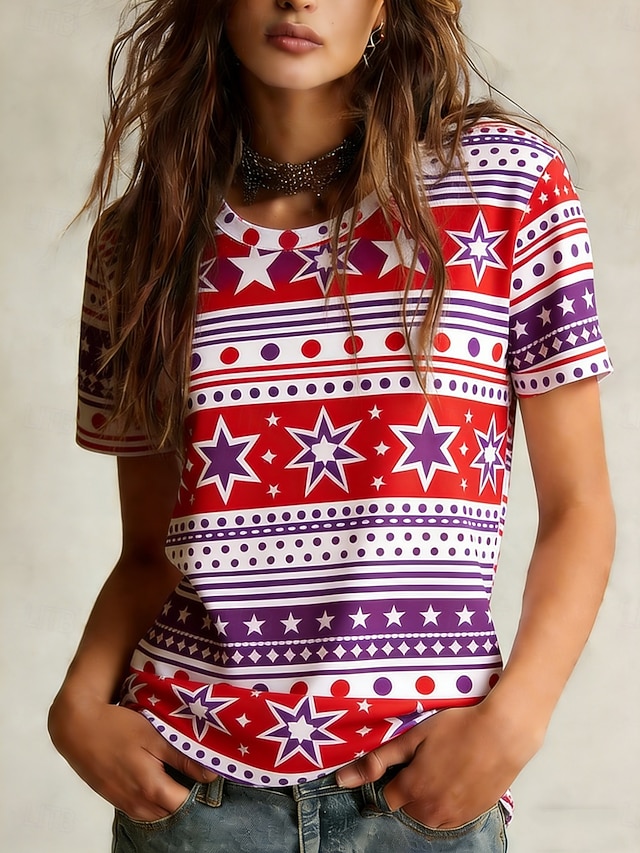 Carnival Mardi Gras Women's T Shirt Tee Top Graphic Star Striped ...