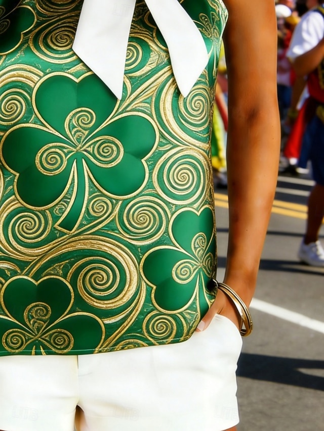 St. Patrick's Day Women's Satin Top Tank Top Sleeveless Shirt Tee Top ...