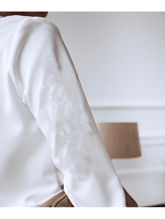 Women's Dress Shirt Solid Color Plain Elegant Stylish Classic Long ...