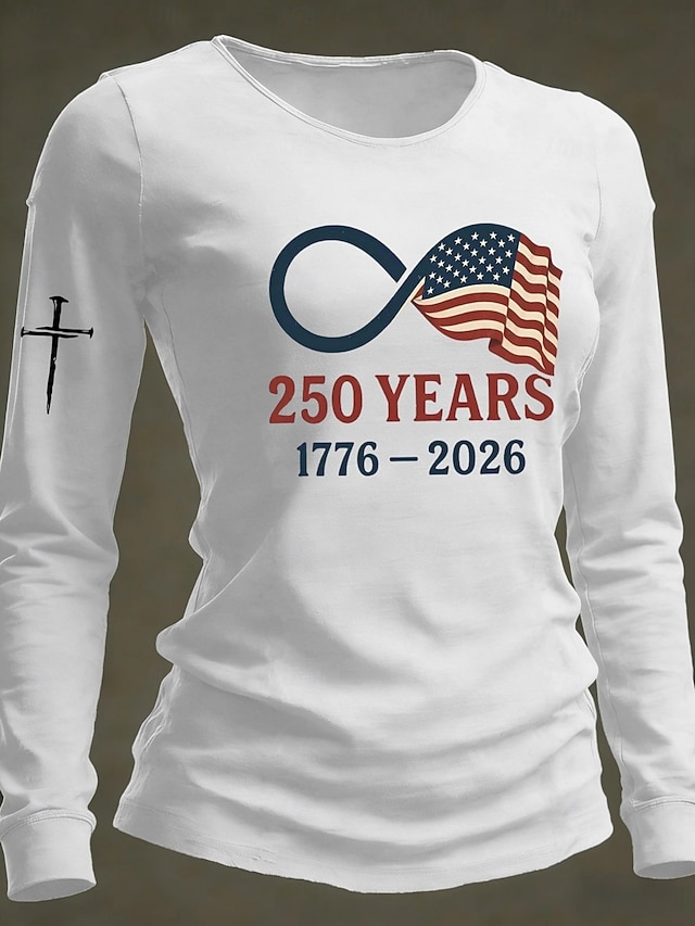 American Independence Day Women's T Shirt Graphic Letter American Flag ...