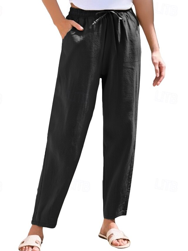 Women's Cotton Linen Pants Chinos Harem Pants Vacation Streetwear Basic ...