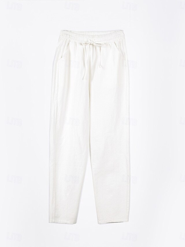 Women's Cotton Linen Pants Chinos Harem Pants Streetwear Basic Casual ...