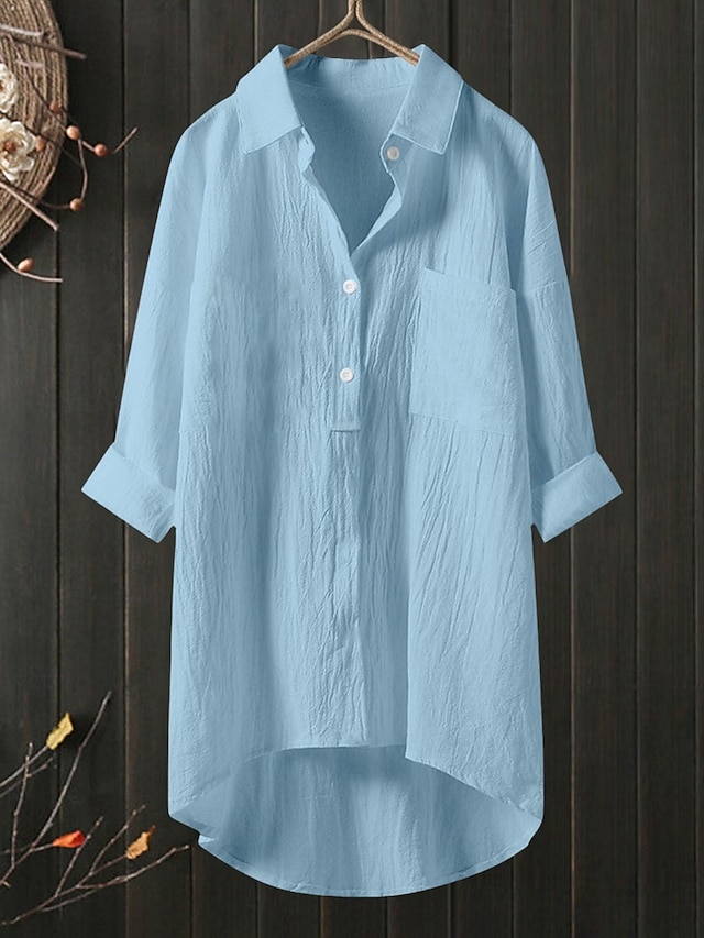 Women's Blouse Solid Color Elegant Daily Stylish Long Sleeve Shirt ...