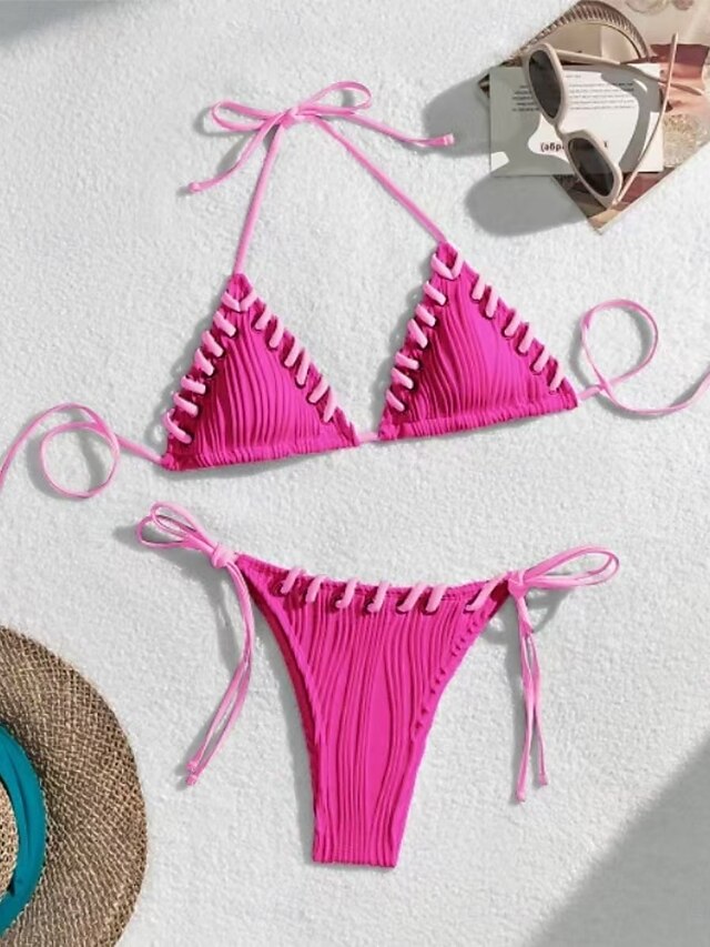 Women's Swimwear Bikini 2 Piece Thong Swimsuit Slim Backless Vacation ...