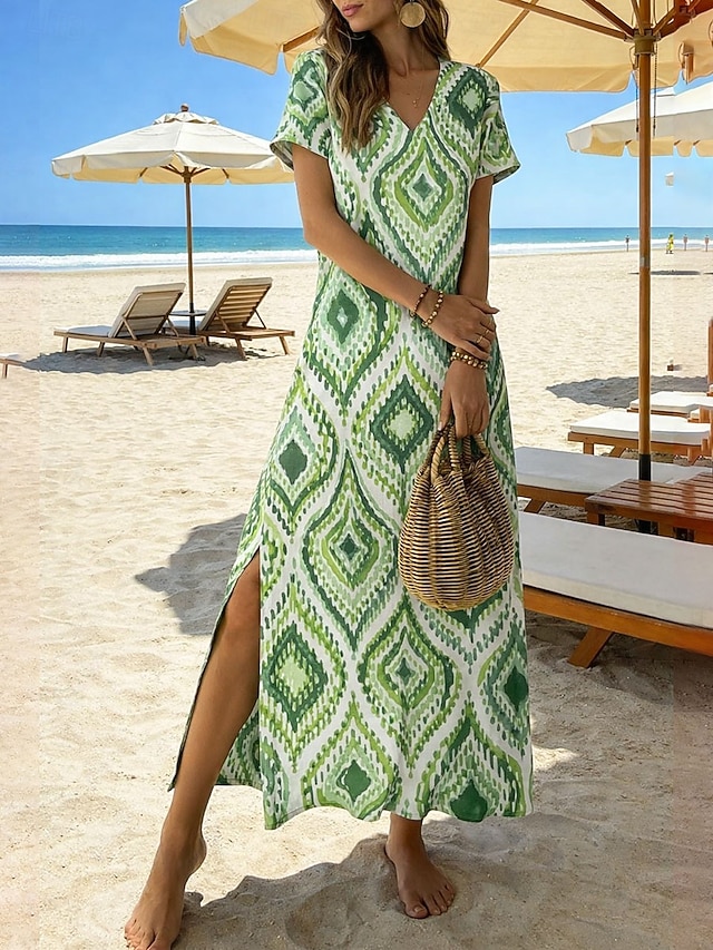 Dames Maxi-jurk A lijn jurk Casual Strand Ruim Passend Bloemig Grafisch ...