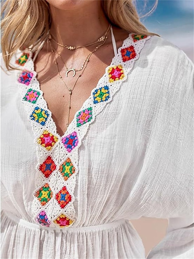 Women's Mini Dress White Dress Beach Dress Cover Up Elegant Fashion ...