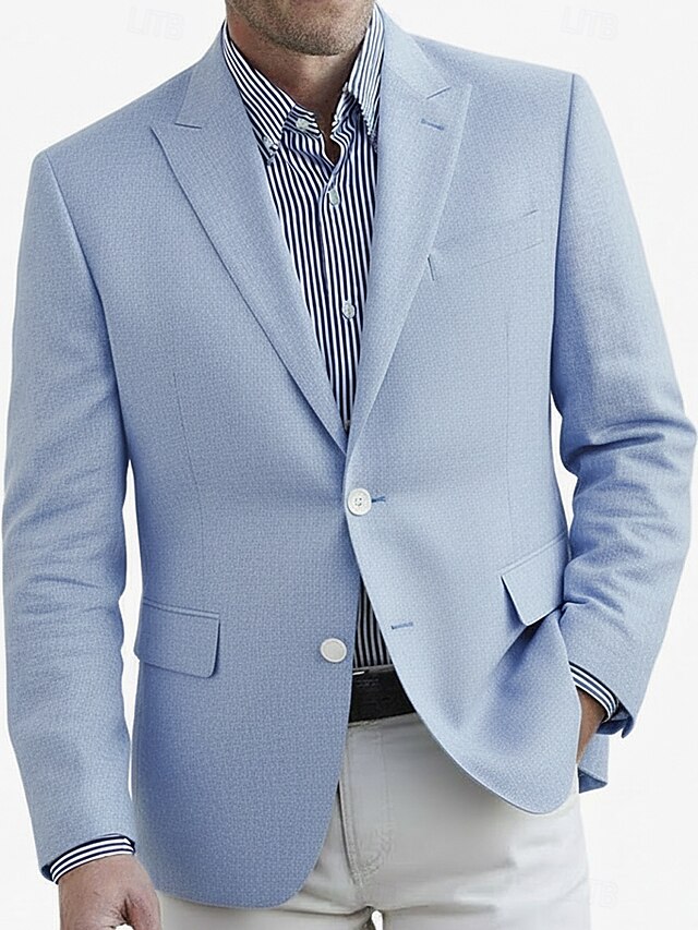 Men's Blazer Jacket Linen Blazer Closure collar Fashion Lightweight ...