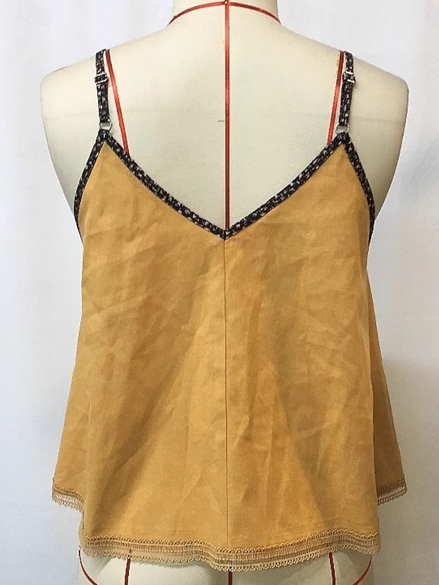 Women's Blouse Camisole Tank Top Sleeveless Shirt Color Block Bohemia ...