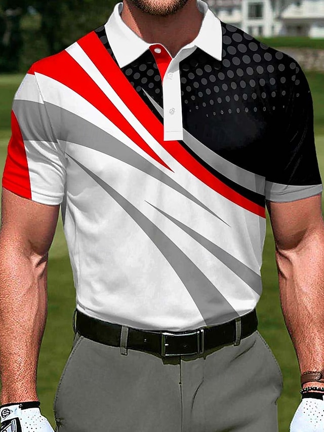 Men's Abstract Golf Sports Polo Shirts Short Sleeve Polo Shirts ...