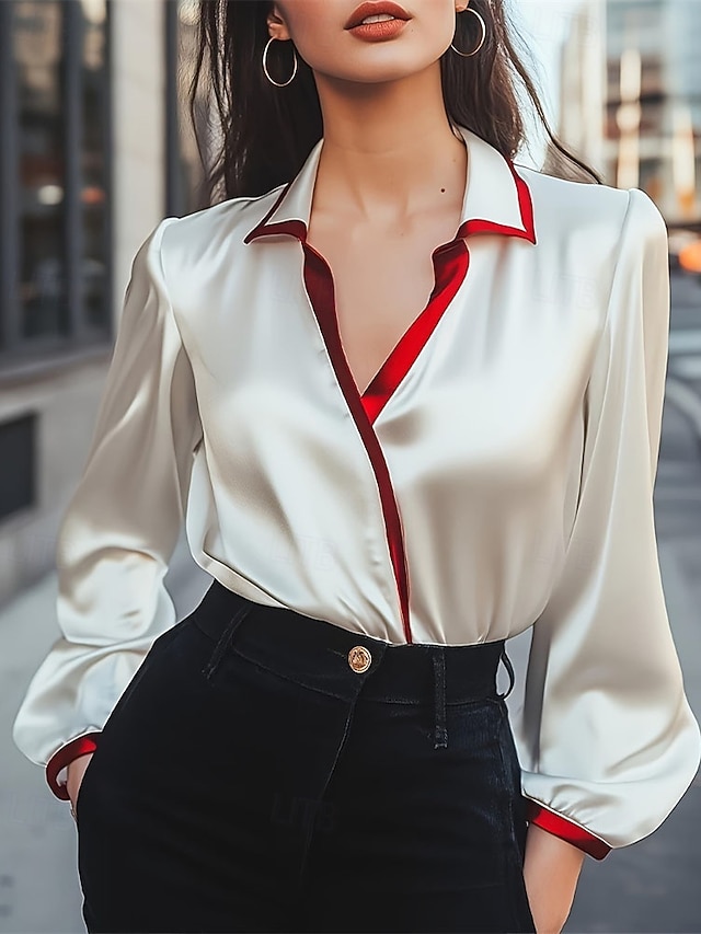 Women's Summer Tops Blouse Dressy Tops Solid Color Plain Elegant ...