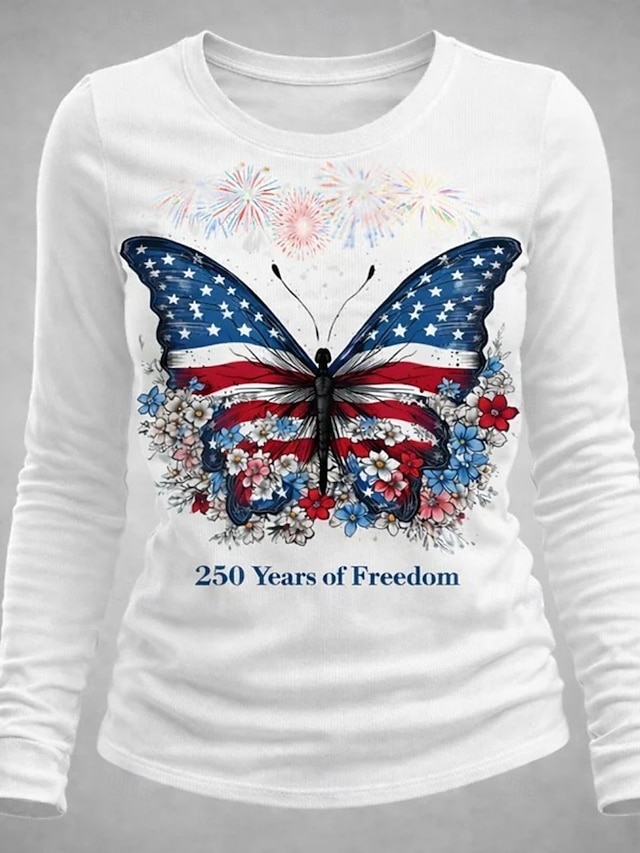 American Independence Day Women's T Shirt Graphic Letter American Flag ...