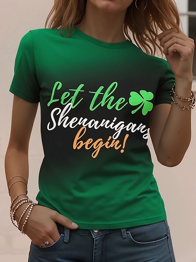 Fête de la St. Patrick Femmes T-shirt Imprimé Graphique Trèfle Élégant ...