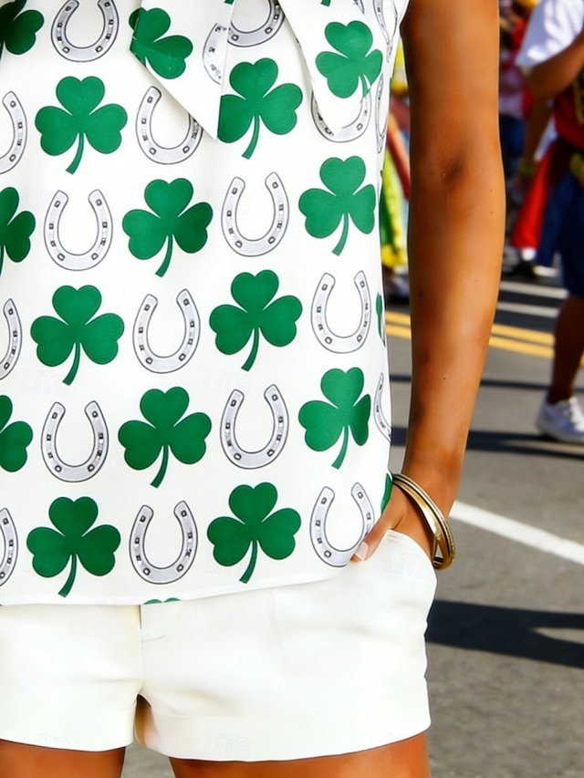 St. Patrick's Day Women's Satin Top Tank Top Sleeveless Shirt Tee Top ...