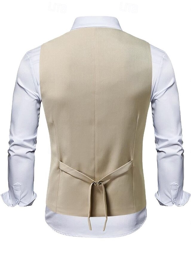 Men's Waistcoat Vest Wedding Vest Best Man Closure Collar Vintage ...