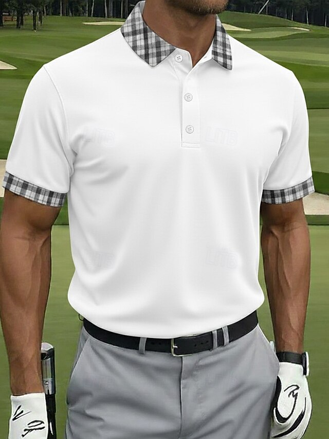 Men's Plain Golf Sports Polo Shirts Short Sleeve Polo Shirts Collared ...
