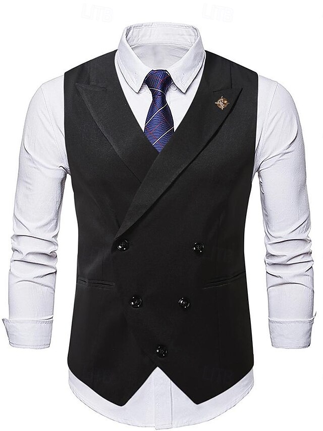 Men's Waistcoat Vest Wedding Vest Best Man Closure Collar Vintage ...