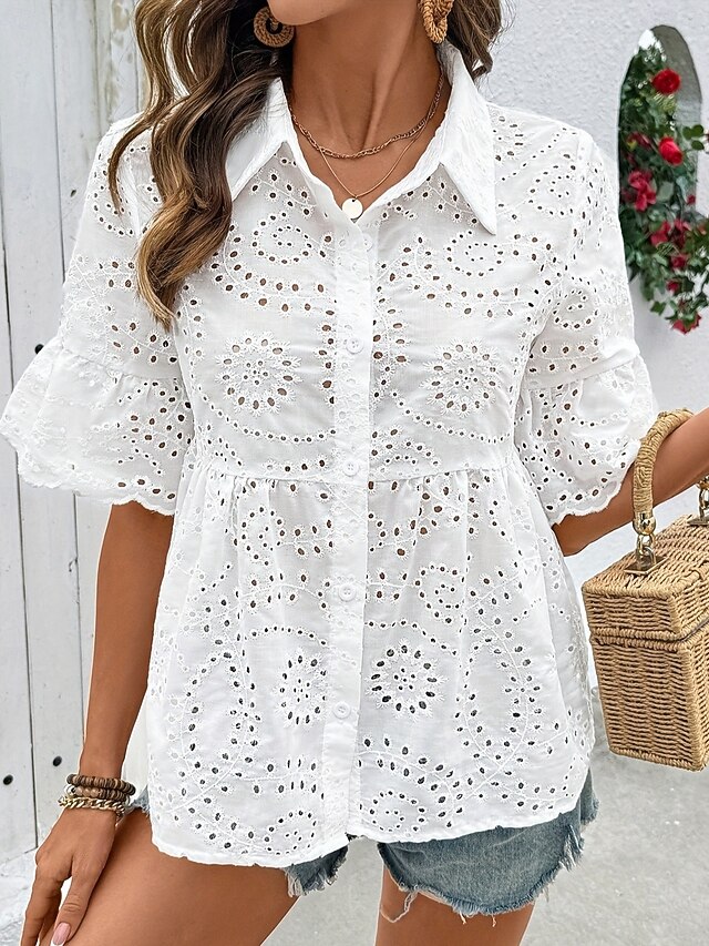 Women's Casual Shirt Solid Color Elegant Stylish Casual Sleeveless Bell ...