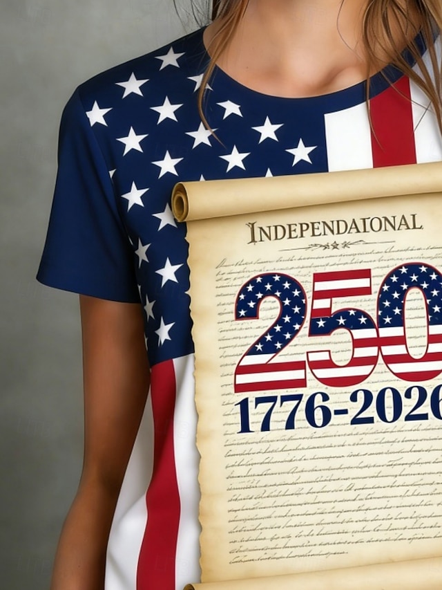 American Independence Day Women's T Shirt Tee Top Graphic Flag Stylish ...