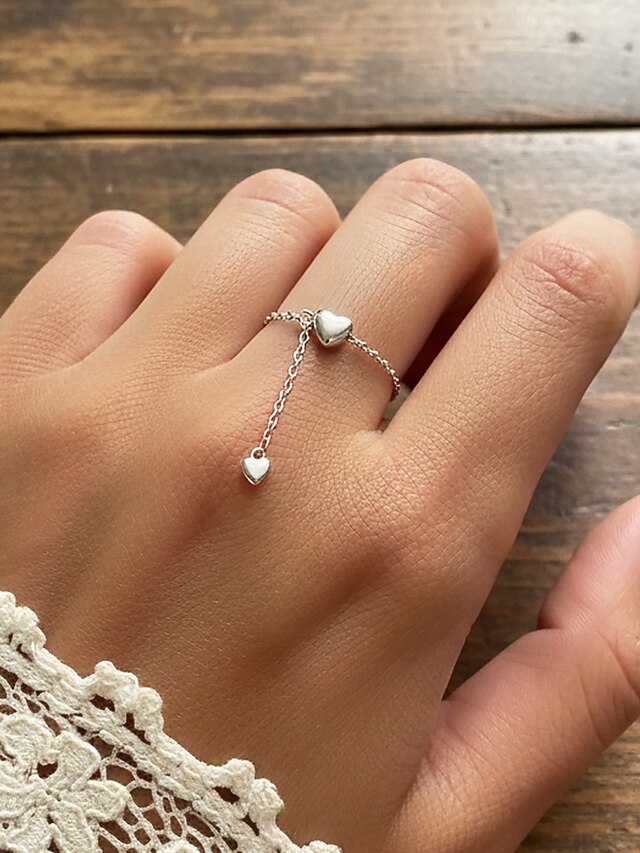 Women's Ring Silver Alloy Elegant Bohemia Daily Love Heart 2026 - $7.99