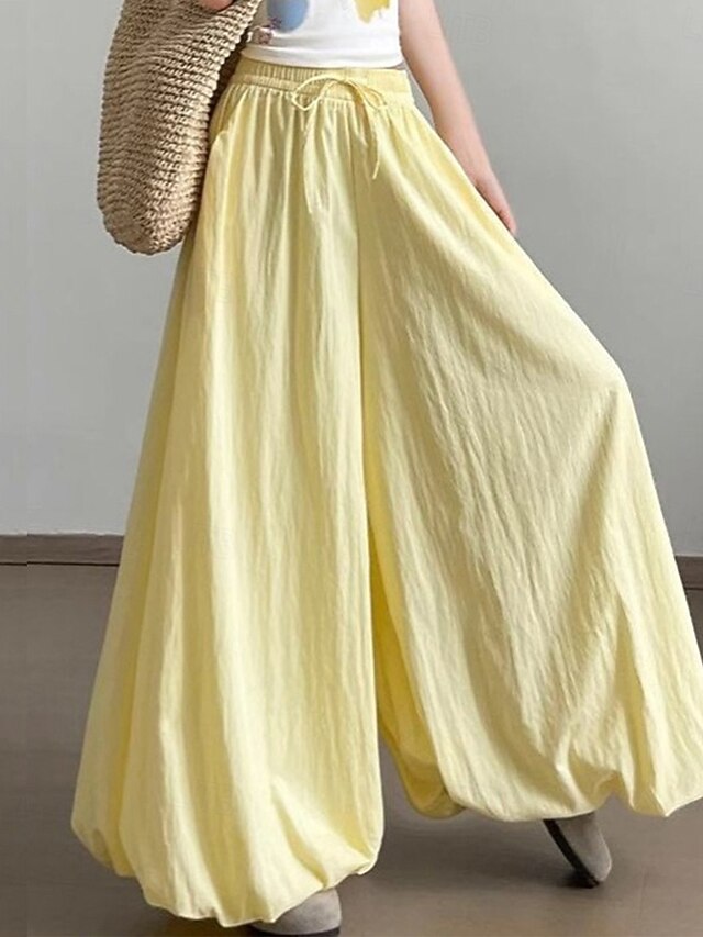 Women's Wide Leg Chinos Vacation Fashion Casual Daily Full Length High ...