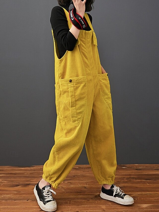 Women's Normal Overall Active Solid Color Sleeveless Harem Pocket ...
