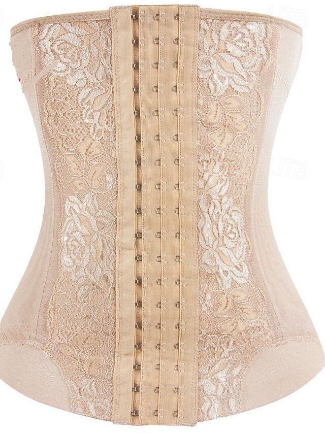 Women's Shapewear Waist Trainer Casual Pure Color Lace Elastic Waist ...