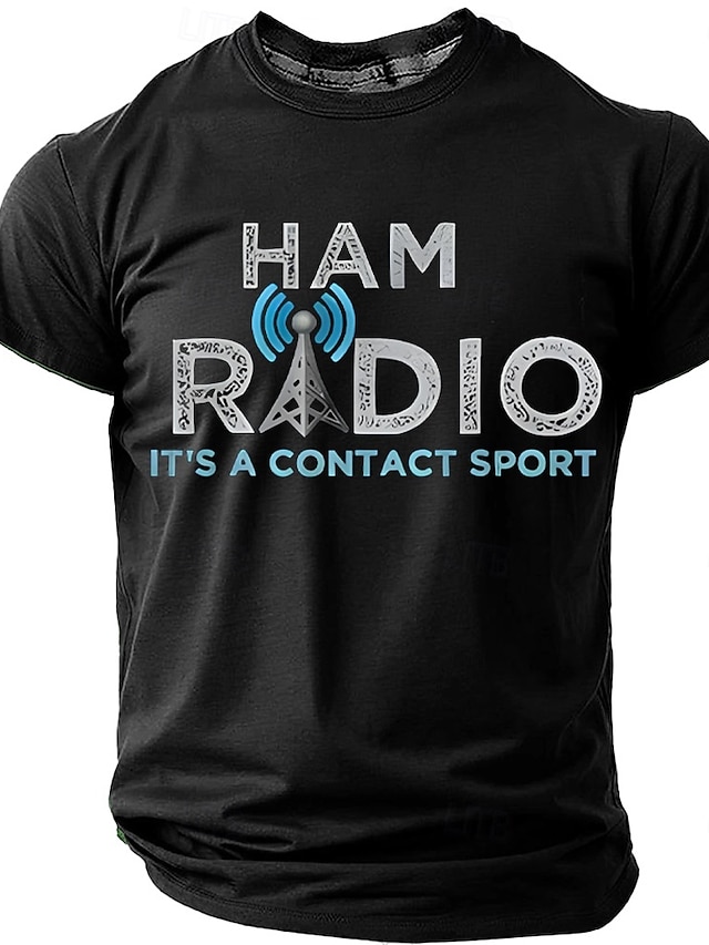 Funny Ham Radio Its A Contact Sport Mens Black Graphic T Shirt Amateur ...