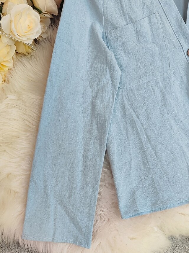 Women's Shirt Blouse Plain Vintage Stylish Long Sleeve V Neck Regular ...