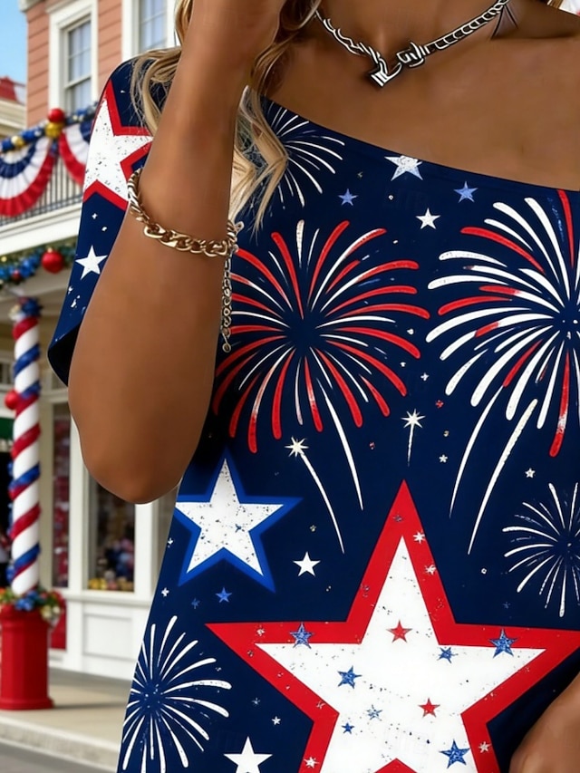 American Independence Day Women's T Shirt Tee Top Graphic Star Fashion ...